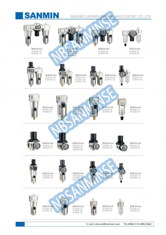 AC Air Compressor Filter Regulator Lubricator Unit ISO9001 Certification