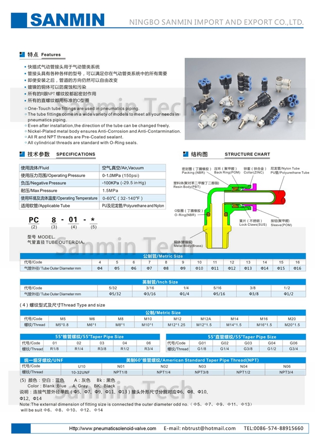 PKJ 5 Way Pneumatic Push In Fittings Hose Reducer Air Quick Jointer ...