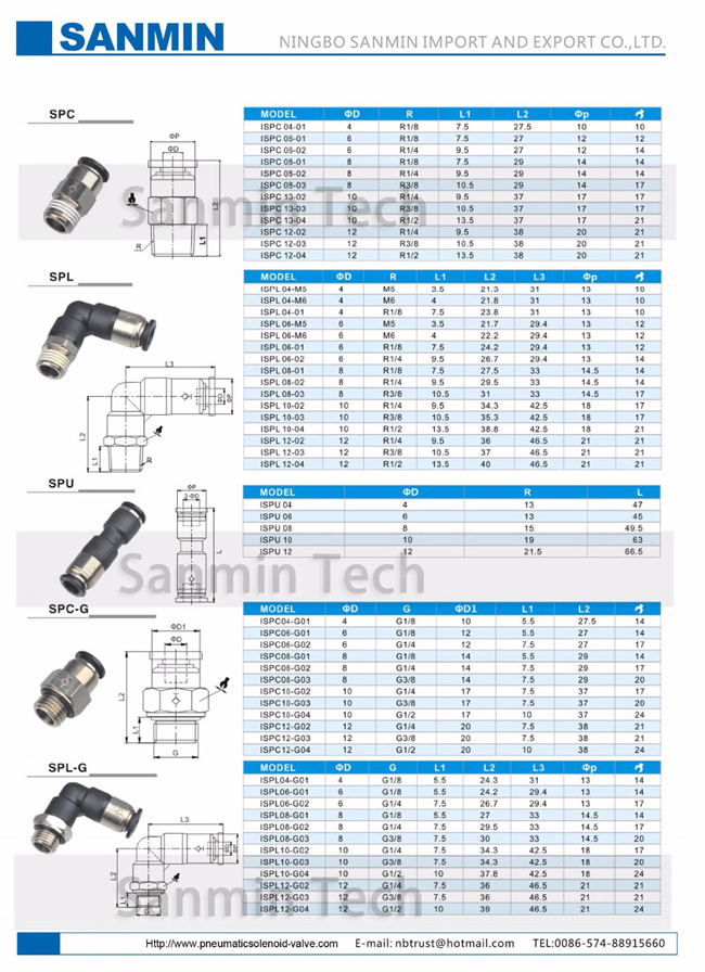 SPC Pneumatic Push In Stop Valve Fittings Air Straight Union Self ...