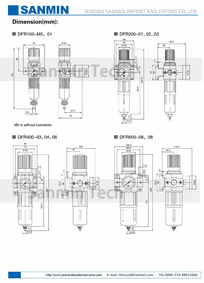 OFR / DFR Filter Regulator Lubricator Air Source Equipment FRL Sanmin ...