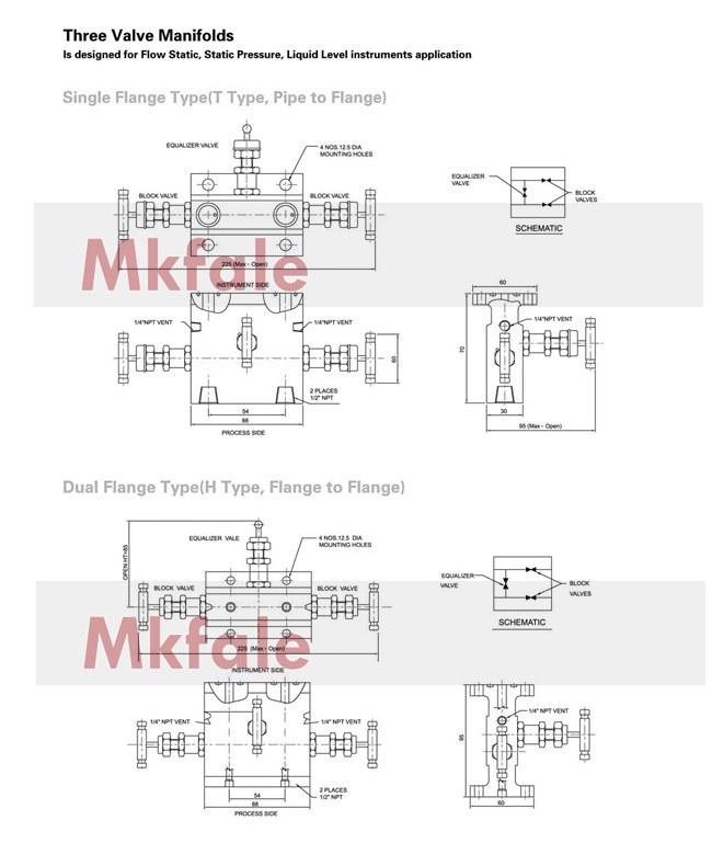 Three Valve Manifolds Two block Valves and One Equalizing Valve For ...