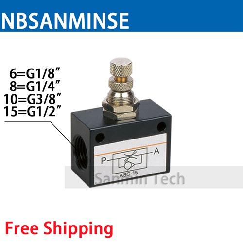 NBSANMINSE ASC G1/8 1/4 3/8 1/2 Precision Flow Control Valve Pneumatic Air Valve Flow Adjusting ...